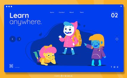 Learn Anywhere Kids Landing Page Vector Download