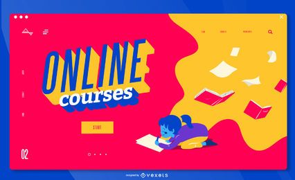 Online Courses Kids Landing Page Template Vector Download