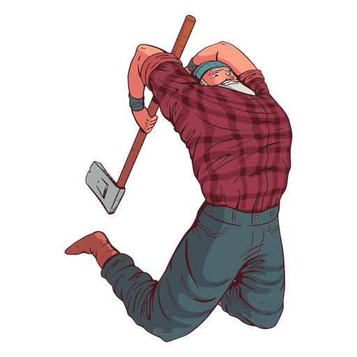Lumberjack in action character - Transparent PNG & SVG vector file