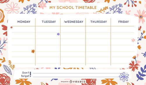 Artistic School Timetable Template Vector Download