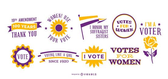 Women Vote Lettering Set Vector Download