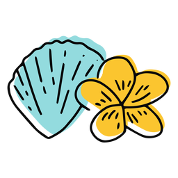 Diseño PNG Y SVG De Plano De Flor De Concha Y Plumeria Para Camisetas