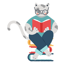 Studying Cat Character PNG & SVG Design For T-Shirts