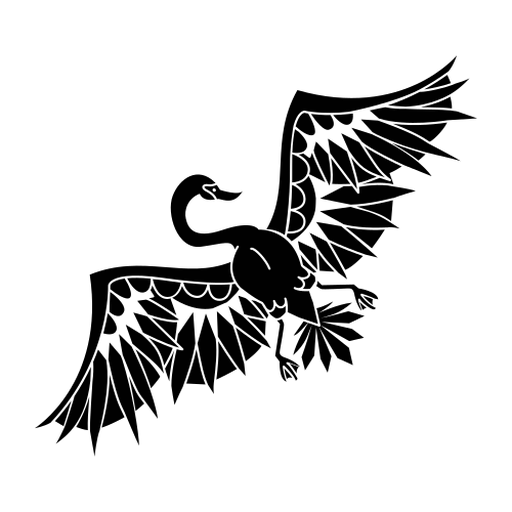 Swan spreading wings stylish black - Transparent PNG & SVG vector file