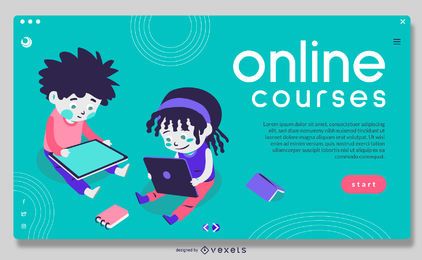 Online Courses Children Fullscreen Slider Design Vector Download