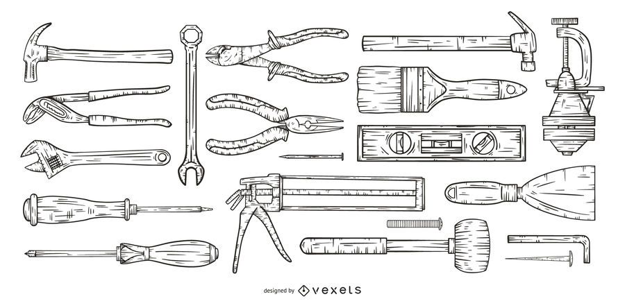 Hand Drawn Tools Set - Vector Download