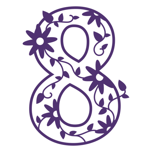 Floral alphabet number eight - Transparent PNG & SVG vector file