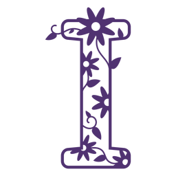 Floral Alphabet Letter I PNG & SVG Design For T-Shirts