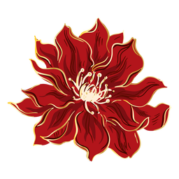 Chinese Red Flower Hand Drawn PNG & SVG Design For T-Shirts