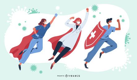 Super Doctors Character Set Vector Download
