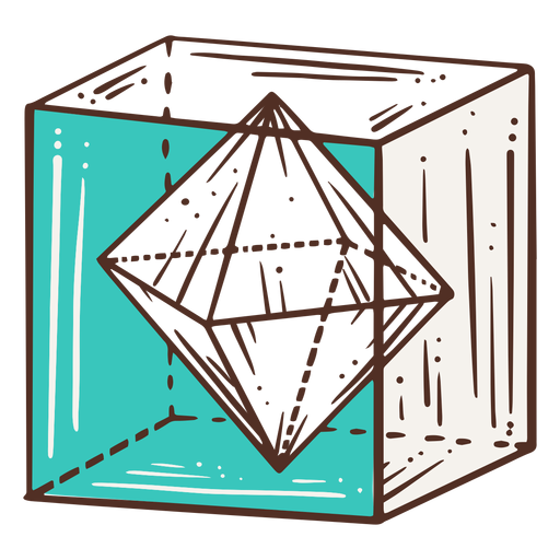 Octagon inside cube coloured illustration - Transparent PNG & SVG ...