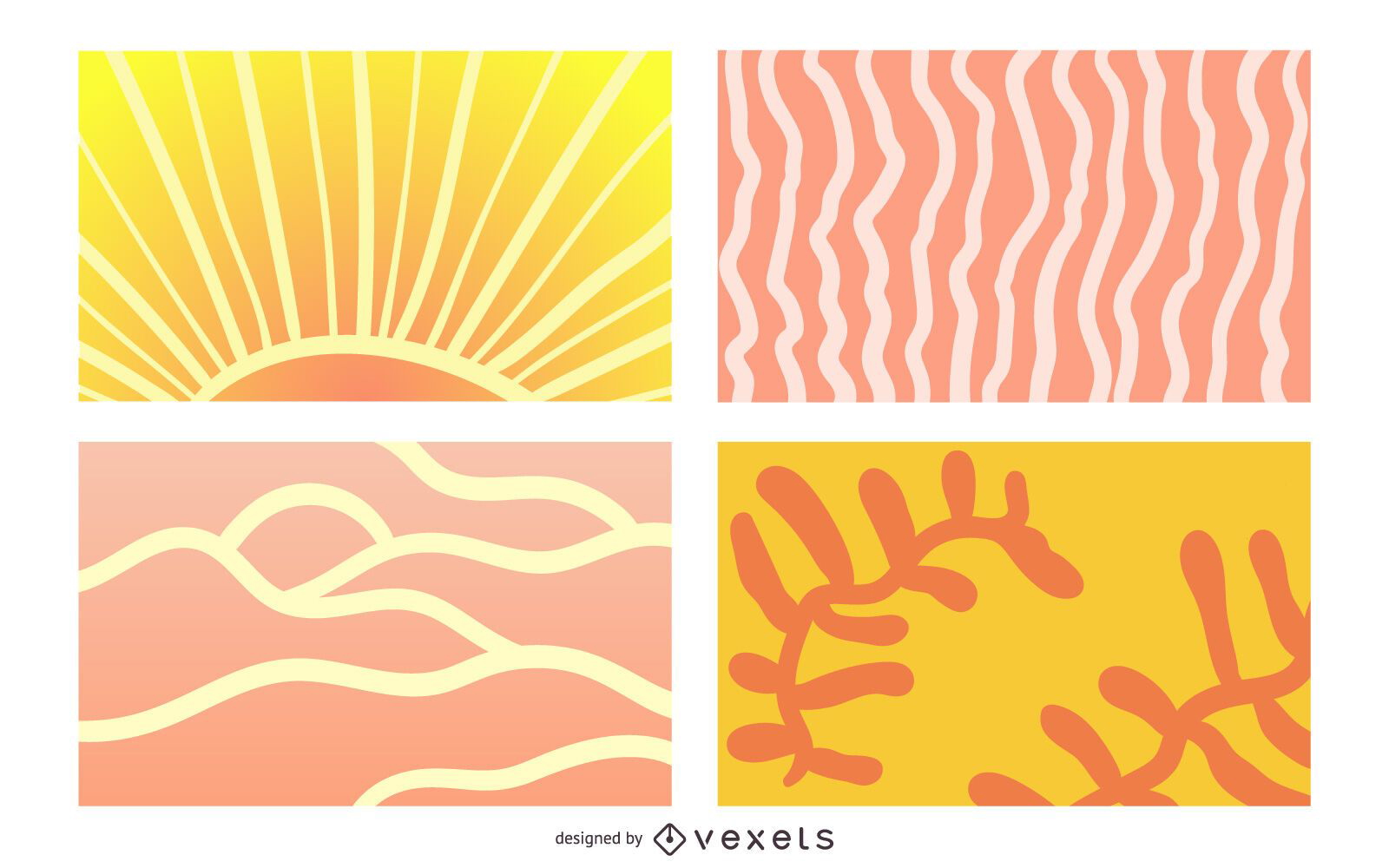 Lindo Conjunto De Fondo Cálido - Descargar Vector