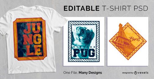 Colorful Frame Text T-shirt Design PSD PSD Editable Template