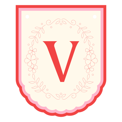 Floral garland banner letter v - Transparent PNG & SVG vector file