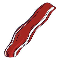 Red Bacon Hand Drawn Icon Flat PNG & SVG Design For T-Shirts