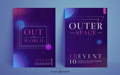 Outer Space Poster Design Set Vector Download