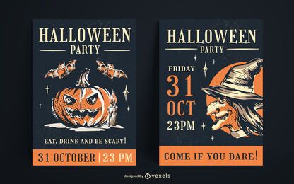 Halloween Vintage Poster Design Vector Download