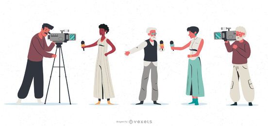 Journalist Character Illustration Set Vector Download