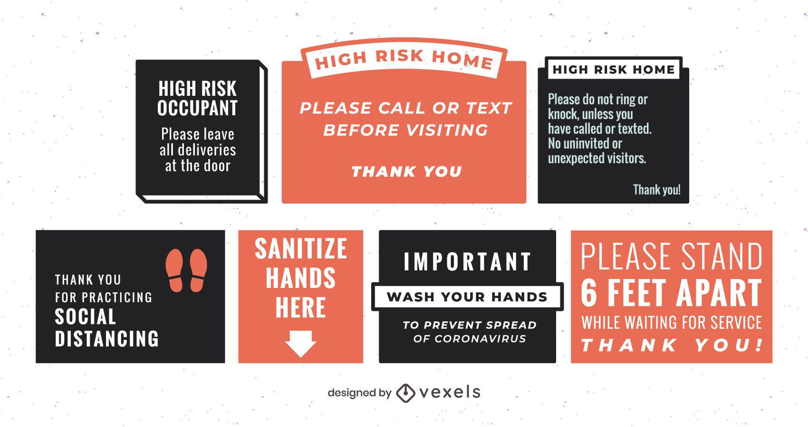 COVID Text Warning Signs - Vector Download
