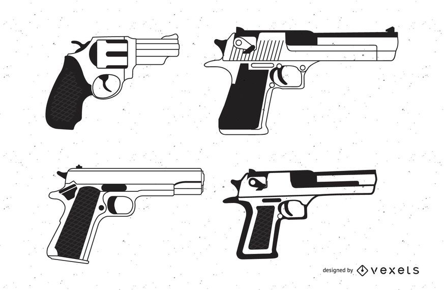 Set Of Gun Designs - Vector Download