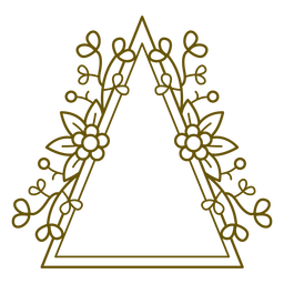 Double Triangle Floral Frame Stroke PNG & SVG Design For T-Shirts