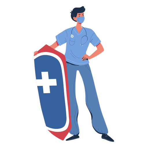 Man nurse with shield character - Transparent PNG & SVG vector file