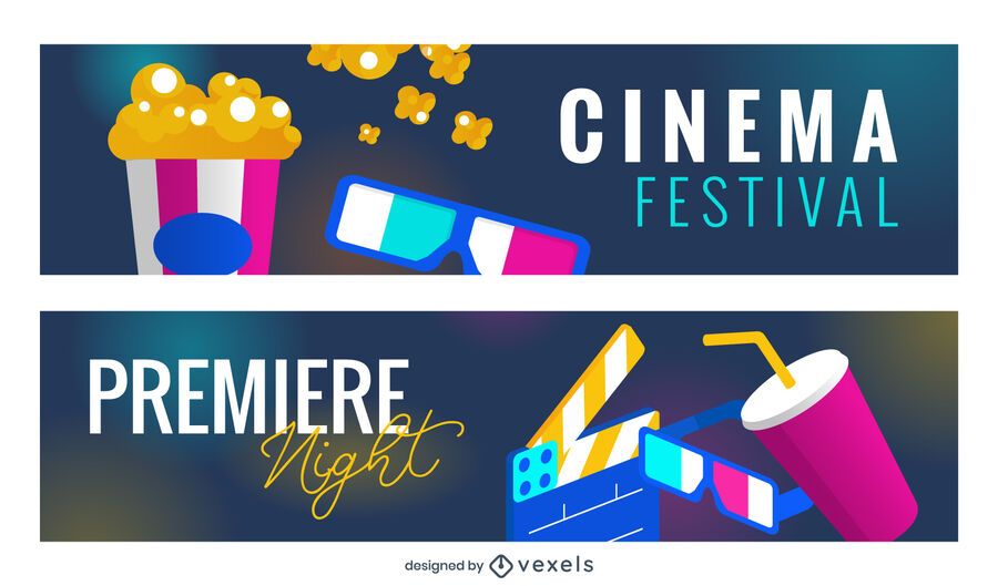 Cinema Banner Set - Vector Download