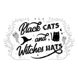 Cats And Witches Halloween Lettering Transparent PNG & SVG Vector