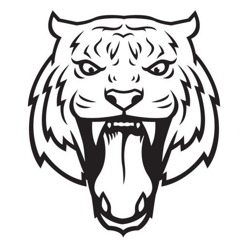 Tiger attack head stroke - Transparent PNG & SVG vector file