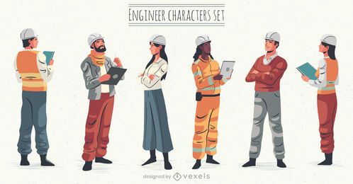 Engineer Character Illustration Set Vector Download