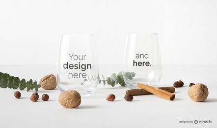 Glass Cups Mockup Design PSD Editable Template