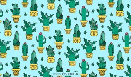 Cactus Pot Pattern Design Vector Download