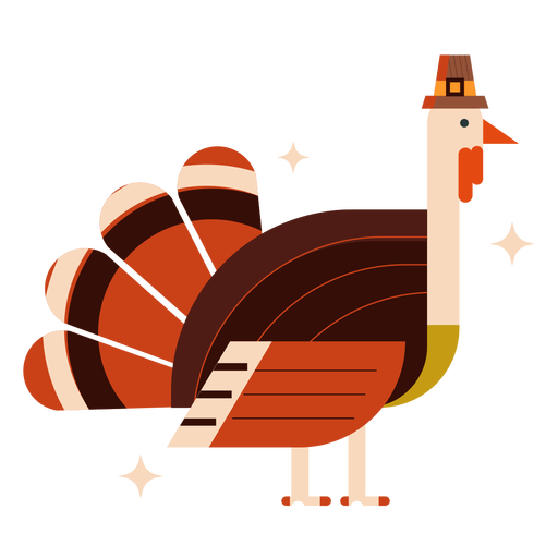 Turkey with hat flat - Transparent PNG & SVG vector file