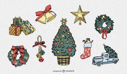 Detailed Christmas Elements Set Vector Download