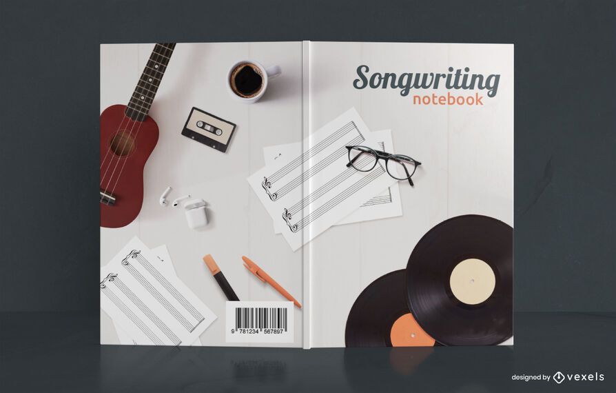 Songwriting Notebook Music Book Cover Design - Vector Download