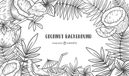Hand Drawn Coconut Bachground Design Vector Download
