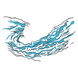 Wave Water Hand Drawn PNG & SVG Design For T-Shirts
