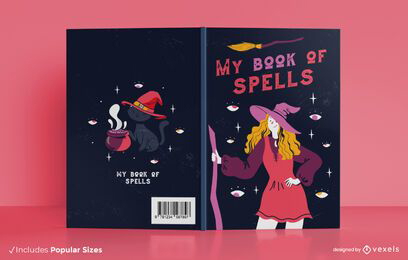 Witch Spellbook Book Cover Design Vector Download
