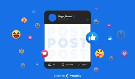 Facebook Post Interface Dark Vector Download