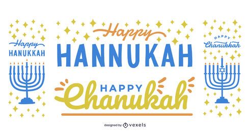 Happy Hannukah Vector Set Vector Download