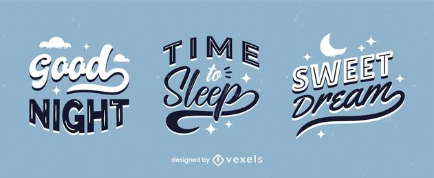 Night Time Lettering Set Vector Download