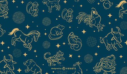 Chinese Zodiac Pattern Design Vector Download