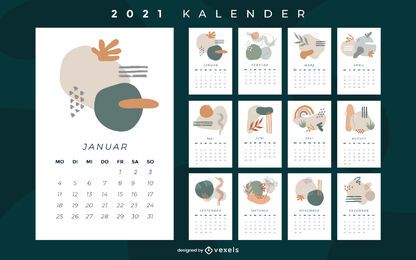 Abstract 2021 German Calendar Design Vector Download