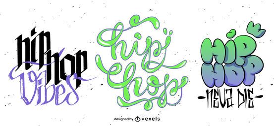 Hip Hop Lettering Set Design Vector Download