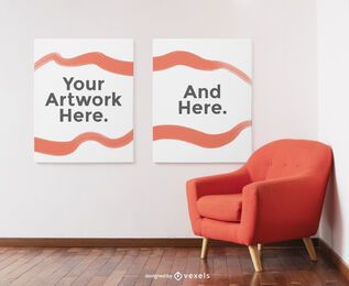 Canvas Mockup Set Design PSD Editable Template