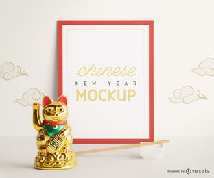 Chinese New Year Frame Mockup Design PSD Editable Template