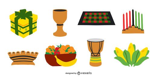 Kwanzaa Elements Flat Set Vector Download