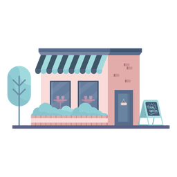 Shop Building Flat PNG & SVG Design For T-Shirts