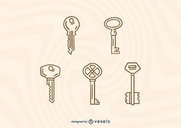 Stroke Keys Design Set Vector Download