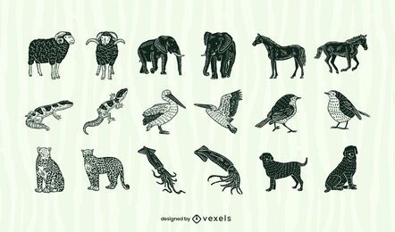 Animal Cut Out Set Vector Download